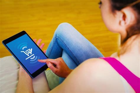 Premium Photo Woman Using Tablet At Home Against Payment Screen