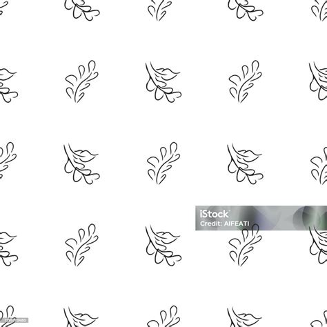 손으로 그린 잎의 간단한 벡터 원활한 패턴을 낙서합니다 손으로 그린 가지의 매끄러운 패턴 큰 꽃 식물 세트 흰색 배경에 격리 그리기에 대한 스톡 벡터 아트 및 기타 이미지
