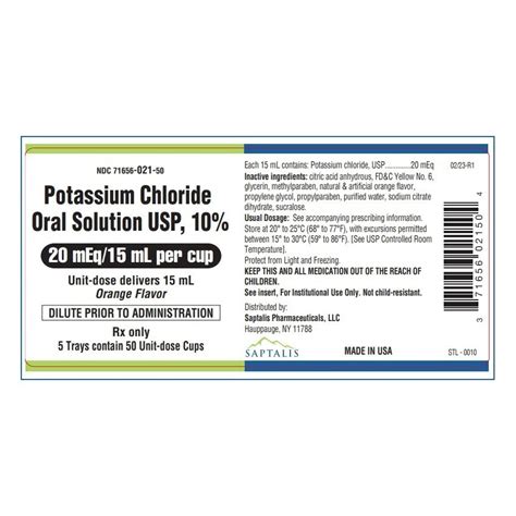 Potassium Chloride Oral Solution 10 Bound Tree