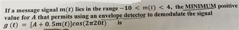 Solved If A Message Signal M T Lies In The Range