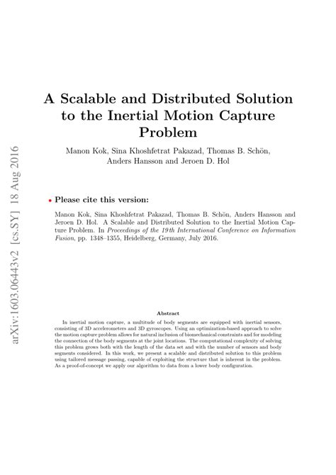Pdf A Scalable And Distributed Solution To The Inertial Motion