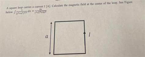 Solved A Square Loop Carries A Current I A Calculate The Chegg Com