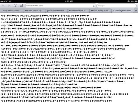 Safari Ipad Displaying Strange Character When Loading A Page Stack