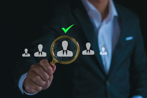 Premium Photo Customer Relationship Management Businessman Selects Human Resources Network