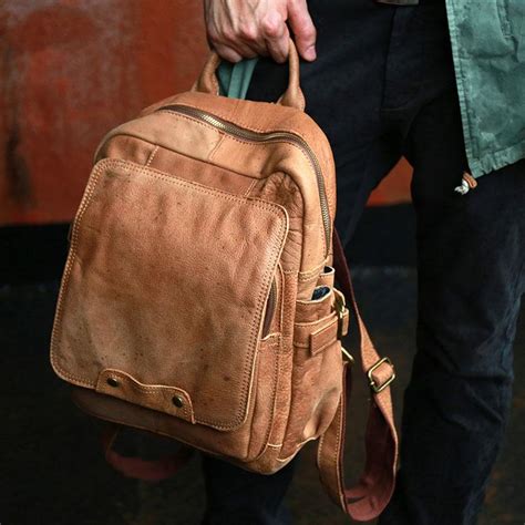 Leather Camel Mens Backpack Cool Travel Backpacks Laptop Backpack For Men Bw Bag