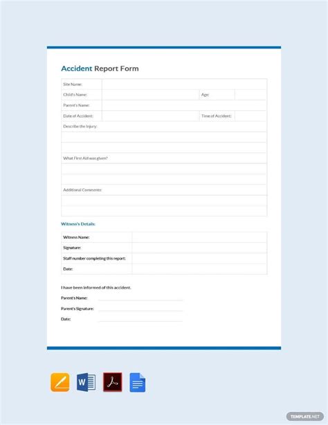 Accident Report Form Template In Google Docs Word Pages PDF