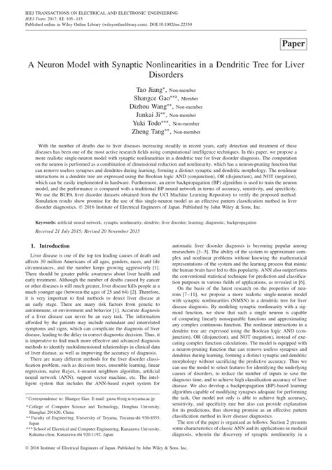 Pdf A Neuron Model With Synaptic Nonlinearities In A Dendritic Tree