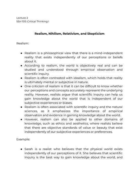 Lecture 2 SSH 105 Critical Thinking I Lecture 2 SSH 105 Critical