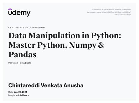 Datamanipulation Udemycertification Dataskills Anusha Chintareddi