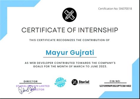 Mayur Gujrati On Linkedin Internship Experience Learning Thankyou