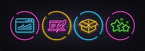 Website Statistics Copyright Laptop And Open Box Minimal Line Icons