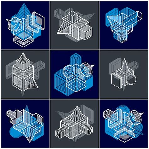 Premium Vector Engineering Abstract Geometric Shapes Simple Vectors Set