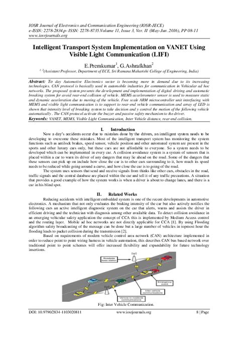 Pdf Intelligent Transport System Implementation On Vanet Using Visible Light Communication Lifi