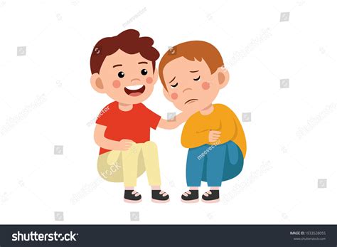 Little Boy Consoling His Crying Friend Stock Vector Royalty Free
