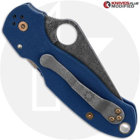Modified Spyderco Para 3 Spy27 Knife Acid Stonewash Blade Heat