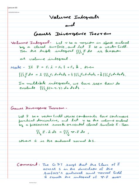 Volume Integral Gauss Divergence Pdf