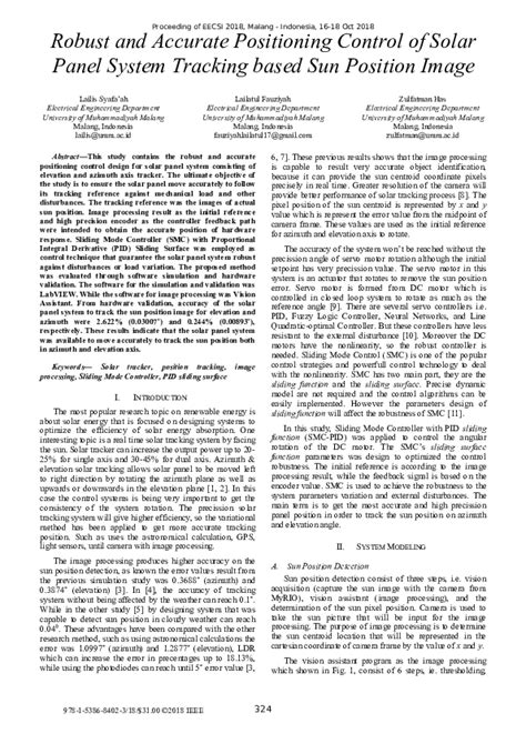 Pdf Robust And Accurate Positioning Control Of Solar Panel System Tracking Based Sun Position