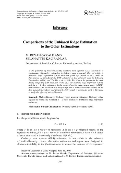 pdf combining unbiased ridge and principal component regression