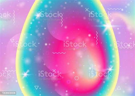 무지개 배경에 활기찬 그라데이션 홀로그램 동적 유체 코스모스 홀로그램 공주에 대한 스톡 벡터 아트 및 기타 이미지 공주 귀여운 노랑 Istock