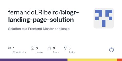 Github Fernandolribeiroblogr Landing Page Solution Solution To A