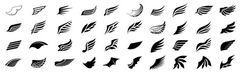 Premium Vector Collection Of Black Vector Wings For Logo Or Emblem