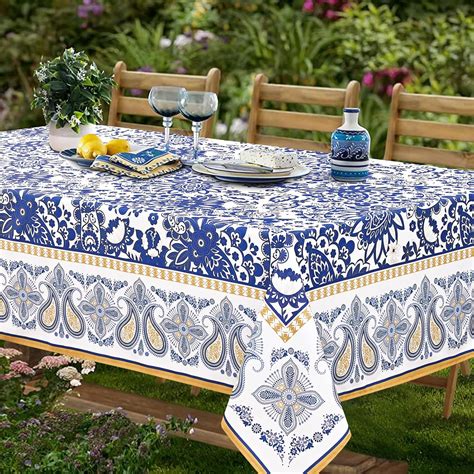 Yinhua Blue And White Table Cloth Rectangle Table 60 X 120 Inch