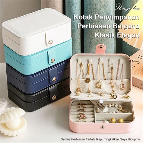 Jual Kelinhome Kotak Perhiasan Mini Portabel Dua Lapis Praktis Untuk Perjalanan Dan
