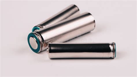 Three Silver Aa And Aaa Batteries Isolated On White Stock Footage