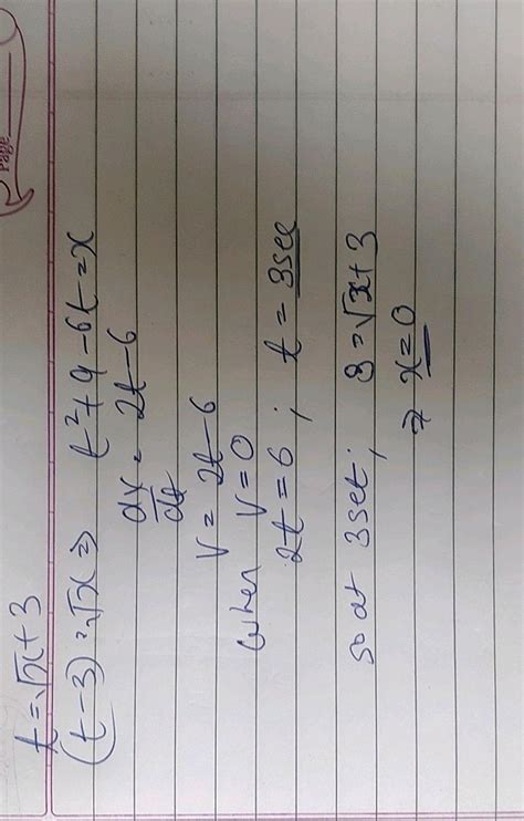 The Displacement X Of A Particle Moving In One Dimension Under The