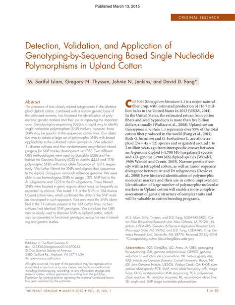 Pdf Detection Validation And Application Of Genotyping By Sequencing Based Single Nucleotide
