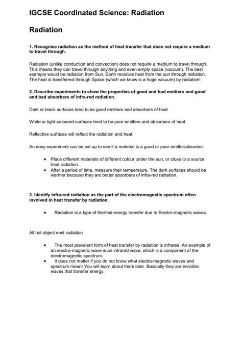 Understanding Radiation Igcse Coordinated Science Lecture Note