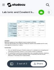 Identifying Ionic And Covalent Bonds Analysis And Conclusion Course Hero