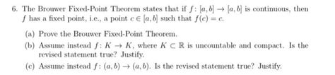 Solved The Brouwer Fixed Point Theorem States That If F Chegg