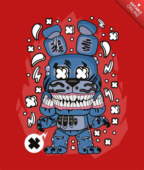 Twisted Bonnie Fnaf Pop Culture T Shirt Design Template Free Design