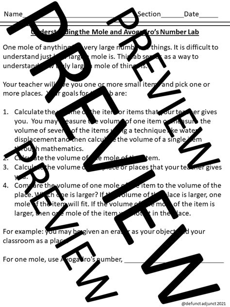 Understanding The Mole And Avogadro S Number Chemistry Lab Classful