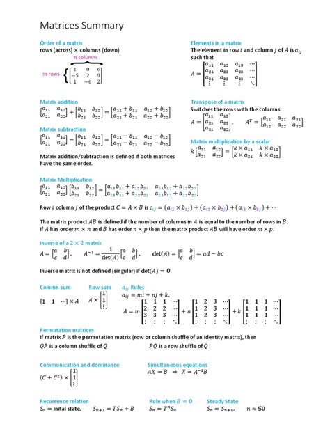 matrices summary pdf matrix mathematics operator theory