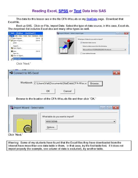 Reading Excel Spss Or Text Data Into Sas Download That Excel File Boot Up Sas Click On File