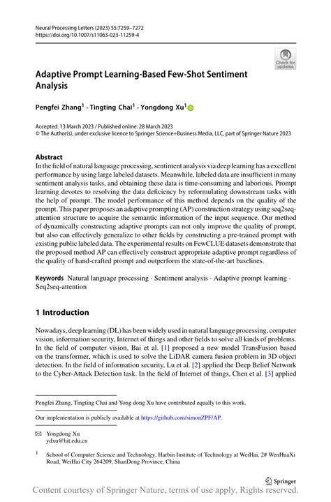 Adaptive Prompt Learning Based Few Shot Sentiment Analysis