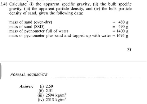 Solved Calculate I The Apparent Specific Gravity Chegg