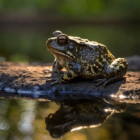 Serene American Toad By Pond S Edge Bathed In Gentle Twilight Glow