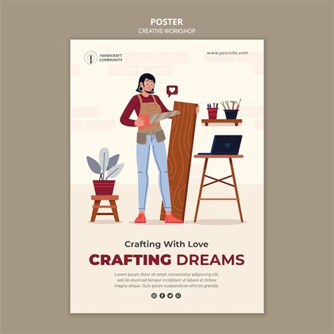 Premium Psd Creative Crafting Workshop Poster Template