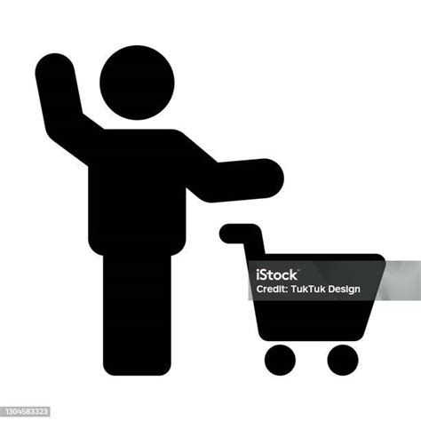 카트 아이콘 벡터 남성 쇼핑 기호 에 A 플랫 컬러 글리프 픽토그램 계산대에 대한 스톡 벡터 아트 및 기타 이미지 계산대
