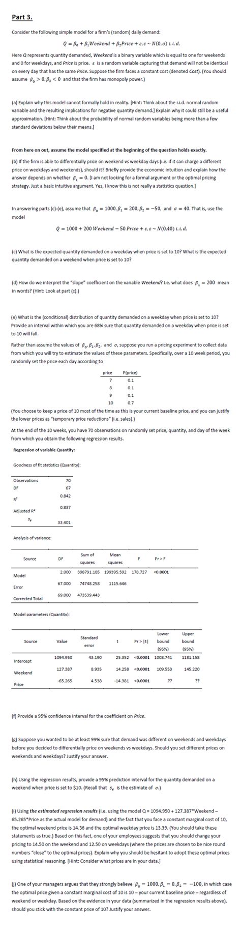 Solved Part Consider The Following Simple Model For A Chegg