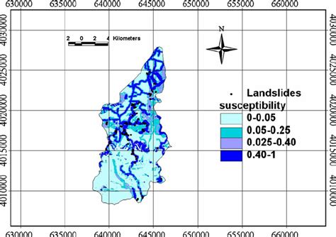 Landslide Susceptibility Map Produced From The Logistic Regression Model Download Scientific