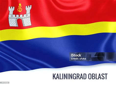 Russian State Kaliningrad Oblast Flag Waving On An Isolated White