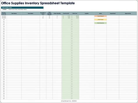 Inventory Tracking Template Inventory Checklist Tracker Printable