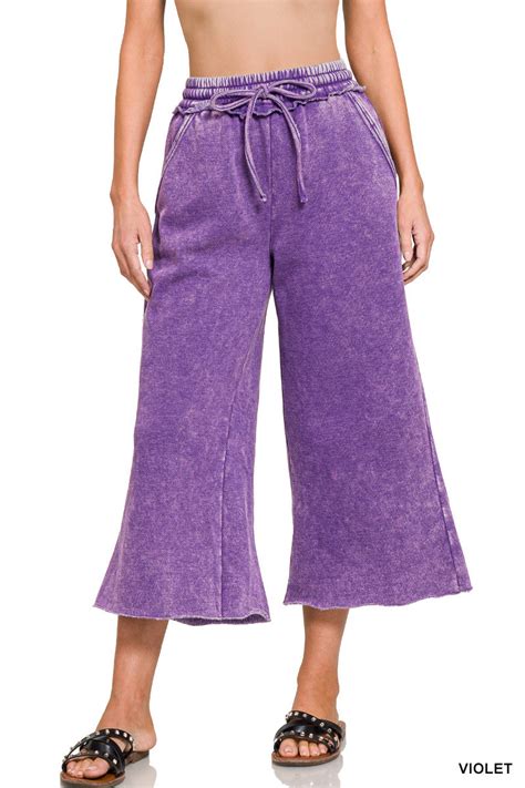 Zenana Acid Washed Fleece Palazzo Pants Debraspassionboutique
