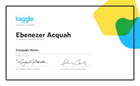 Ebenezer Acquah Completed The Computer Vision Course On Kaggle