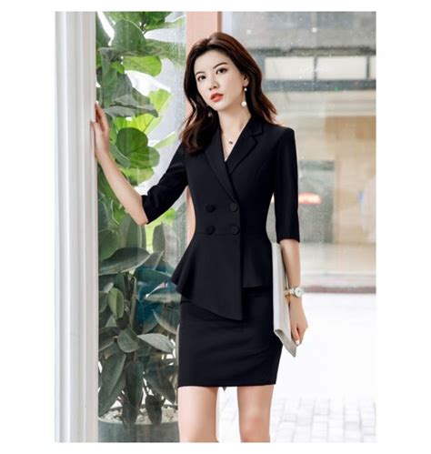 레드 스커트 정장 패션 비즈니스 여성 사무실 숙녀 작업복 유니폼 인터뷰 얇은 블레이저 하프 슬리브 탑 2 피스세트 티몬