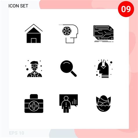 User Interface Pack Of 9 Basic Solid Glyphs Of Professor Instructor